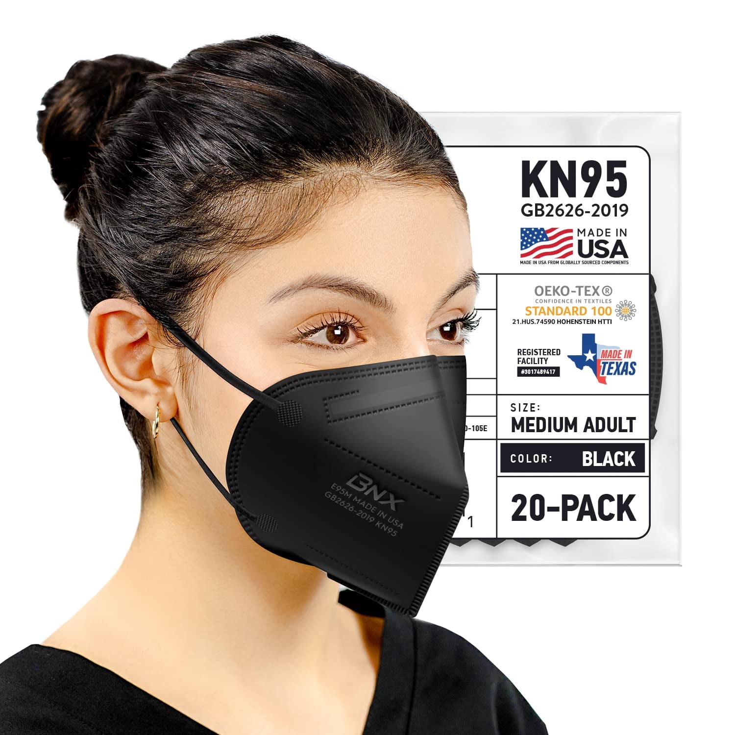 AccuMed BNX KN95 Face Mask Made in USA, KN95 Mask Disposable ...