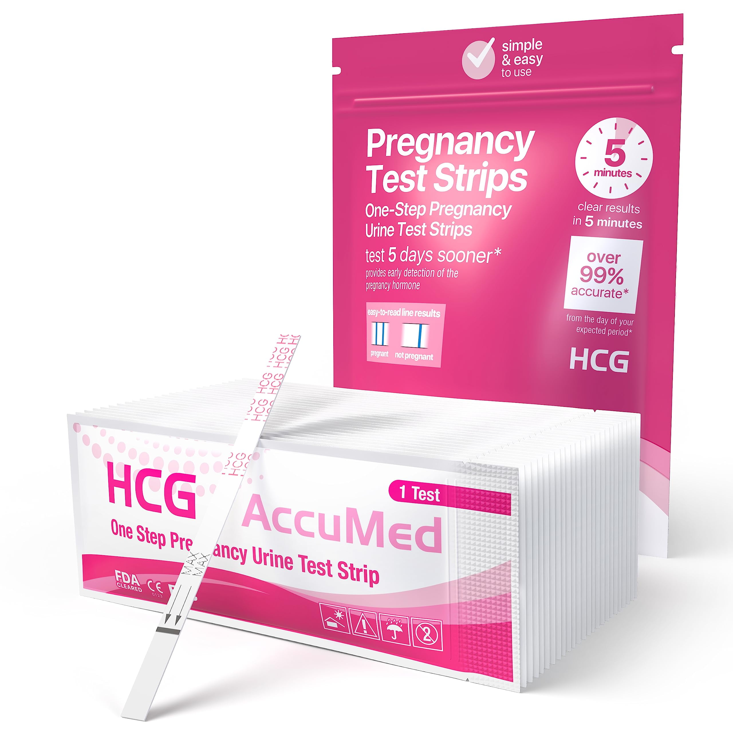AccuMed Pregnancy Test Strips, 25-Count Individually Wrapped Pregnancy ...