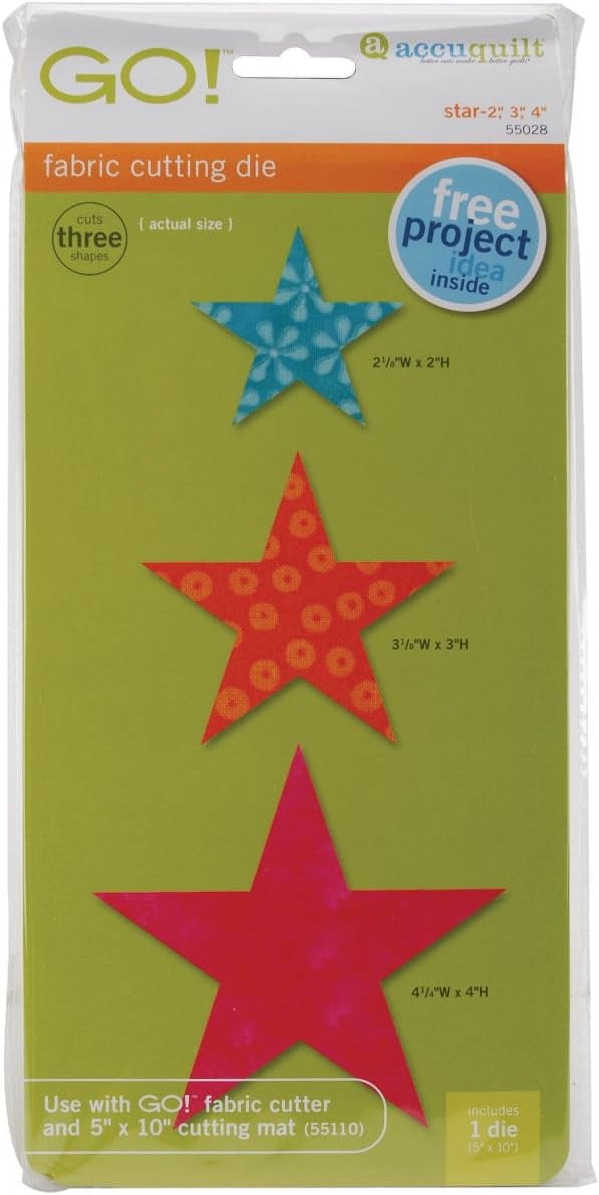 AccuQuilt GO! Fabric Cutting Dies; Star 2-inch; 3-inch & 4-inch ...