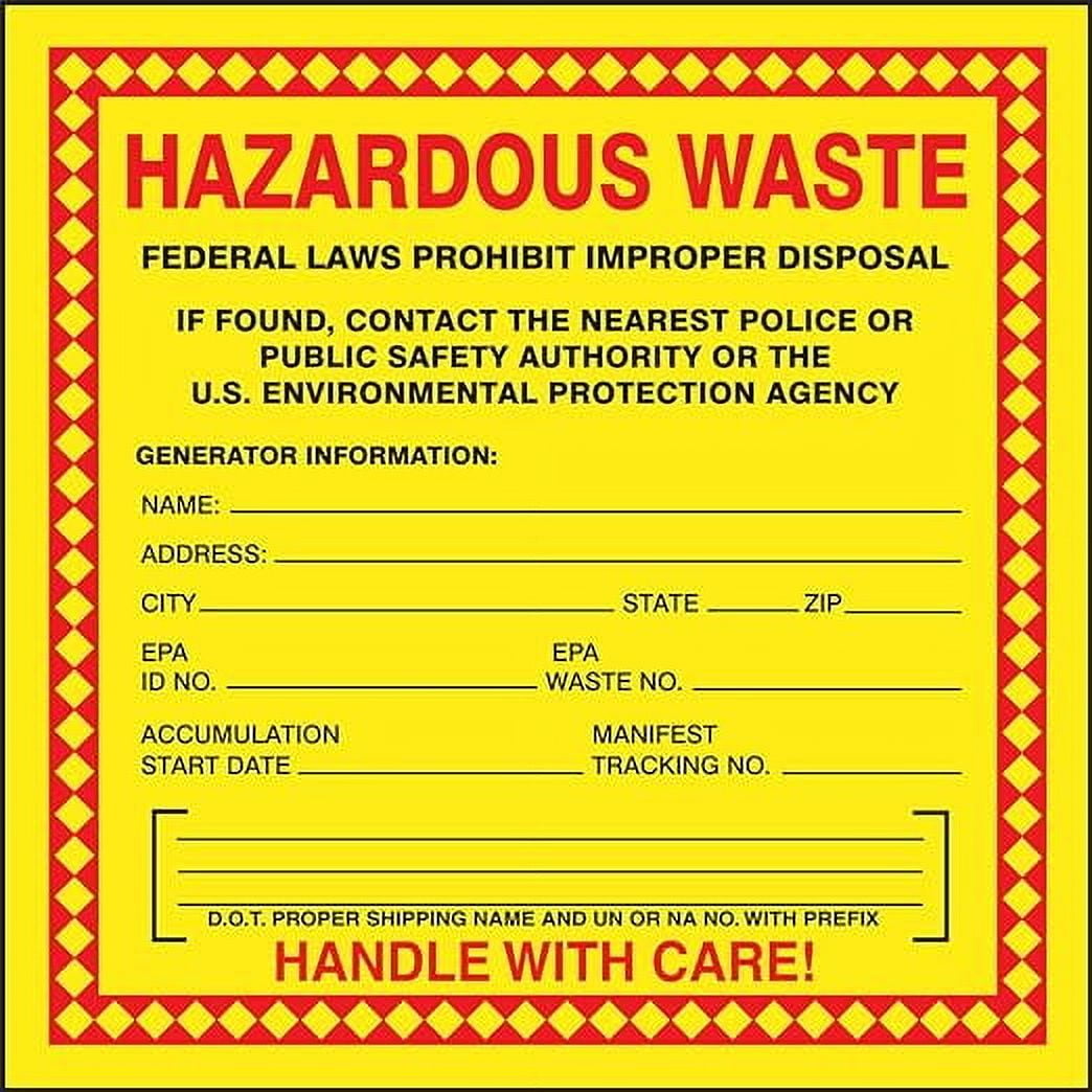 Accuform Hazardous Waste Adhesive Coated Paper Label, Pack of 25 ...