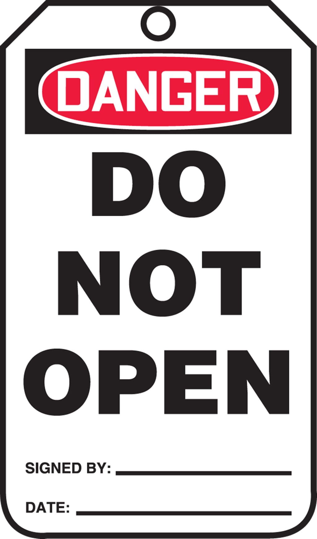 Accuform MDT129CTP Safety Tags General Safety DANGER DO NOT OPEN ...