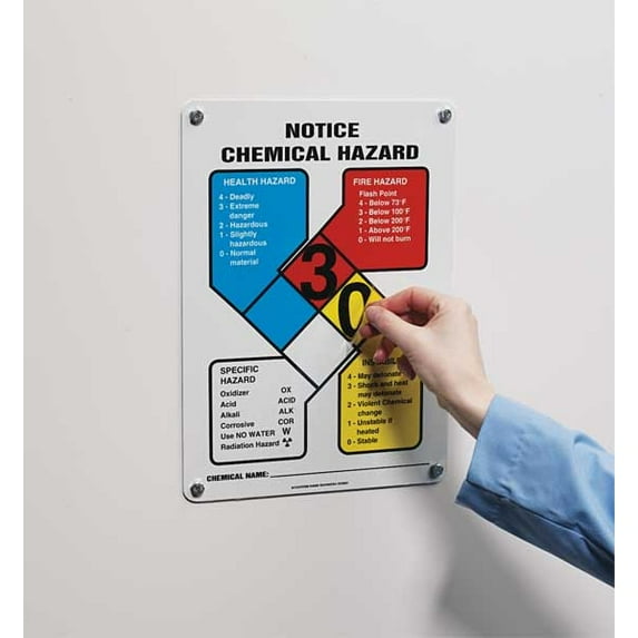 Accuform NFPA Sign, NFPA Notice Chemical Hazard Sign, 10 in W, 14 in H ...