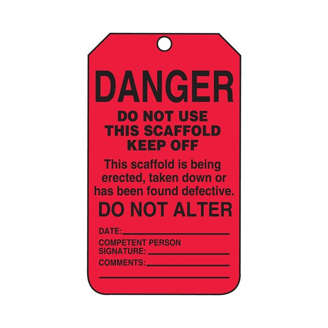 Accuform Signs 5 3/4" x 3 1/4" RP-Plastic Scaffold Status Tag "DANGER ...