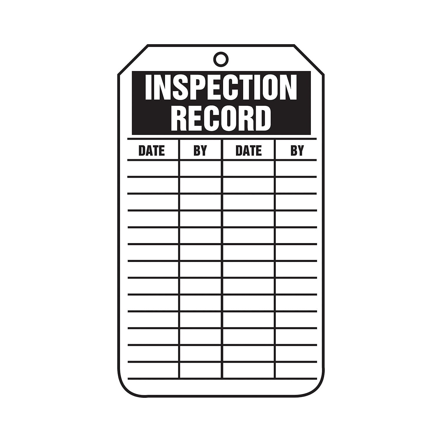 Accuform Signs 5.75" x 3.25" PF-Cardstock Status Tags "INSPECTION REC ...