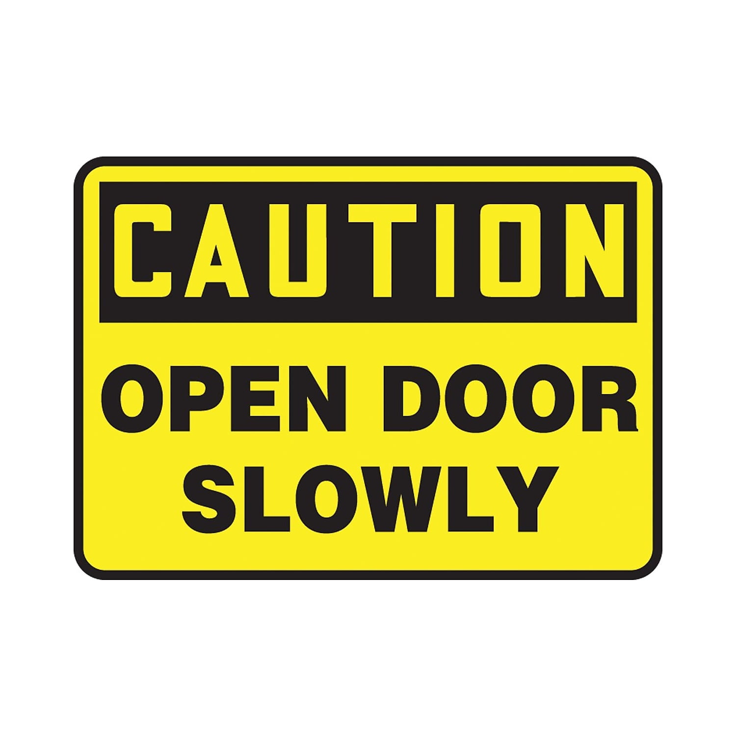 Accuform Signs 7" x 10" Vinyl Safety Sign "CAUTION OPEN DOOR SLOWLY ...