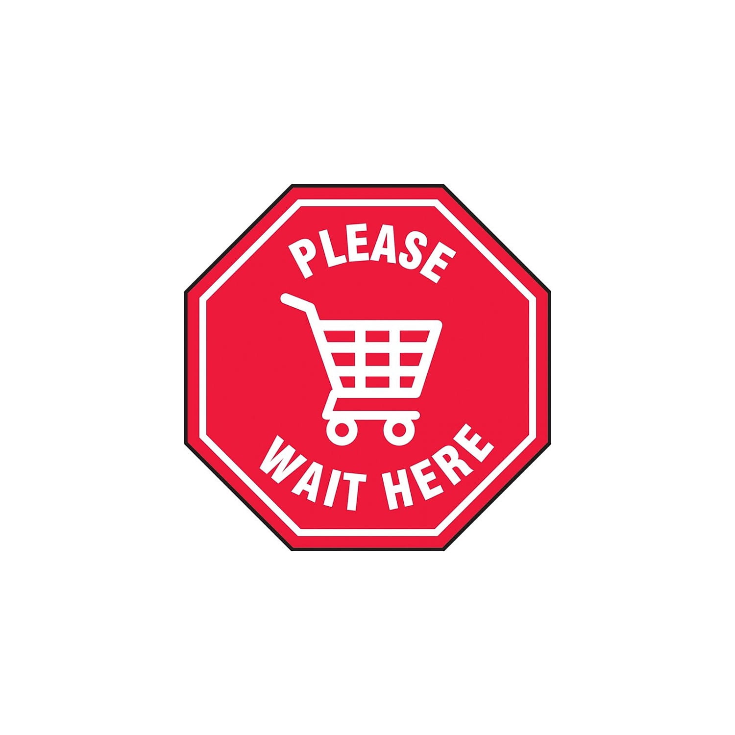 Accuform Slip-Gard Floor Decal "Please Wait Here " Vinyl 17" Red ...