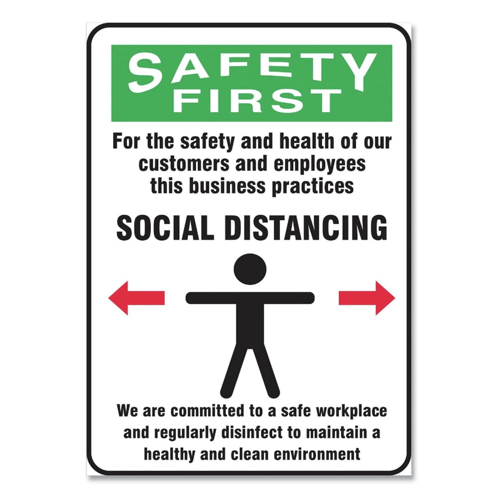 Accuform Social Distance Signs, Wall, 10 x 14, Customers and Employees ...