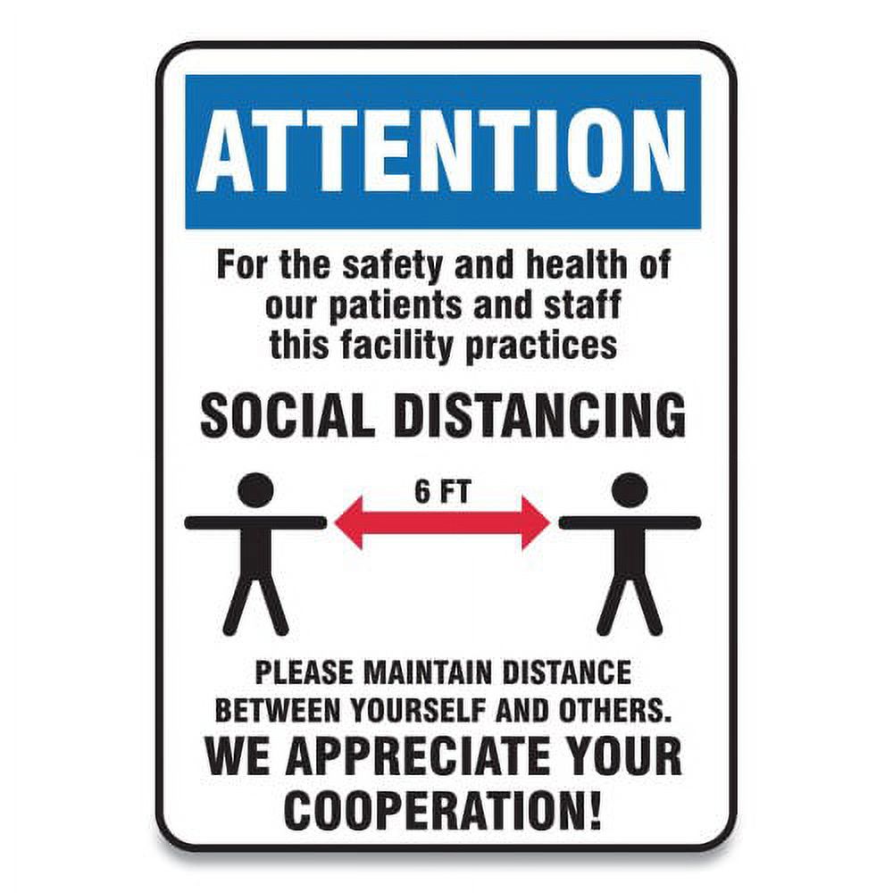 Accuform Social Distance Signs, Wall, 7 x 10, Patients and Staff Social ...