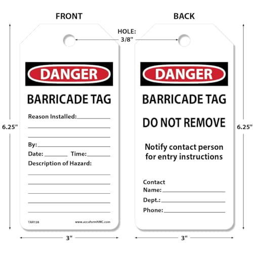 AccuformNMC 100 Safety Tags by-The-Roll, Caution Barricade, US Made ...