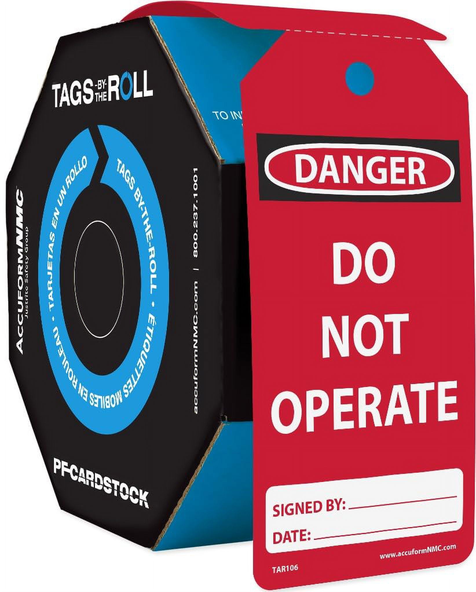 AccuformNMC 100 Safety Tags by-The-Roll, Danger Do Not Operate, US Made ...