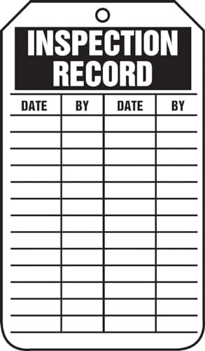 AccuformNMC 25 Count Inspection Records Saftey Tag, Inspection Record ...