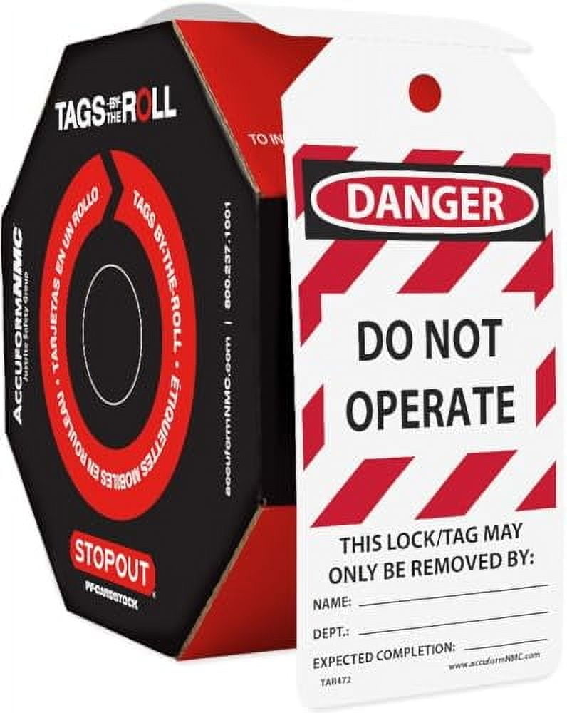 AccuformNMC 250 Lockout Tags by-The-Roll, Danger Do Not Operate ...