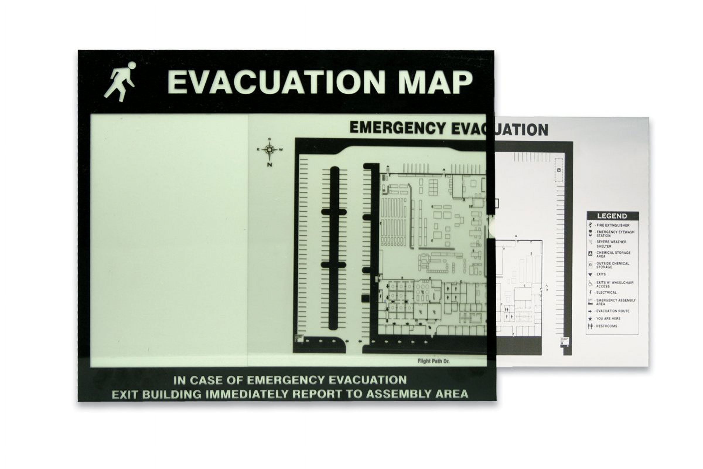AccuformNMC Glow in The Dark Wall Mounted Emergency Evacuation Map Holder, Holds 11" x 17 ...