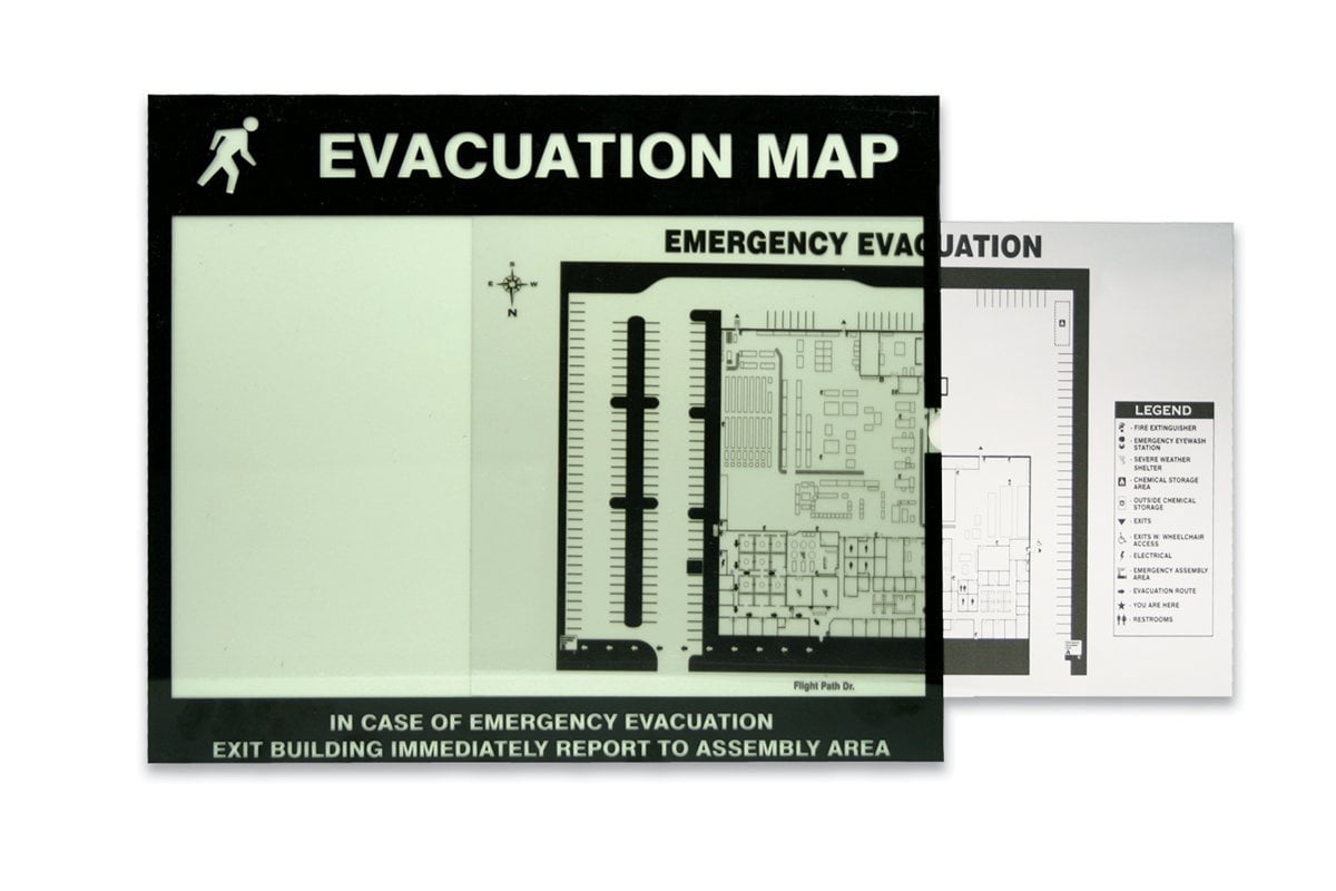 AccuformNMC Glow in The Dark Wall Mounted Emergency Evacuation Map ...