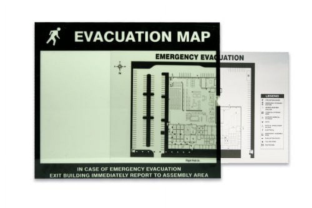 AccuformNMC Glow in The Dark Wall Mounted Emergency Evacuation Map Holder, Holds 8.5" x 11 ...