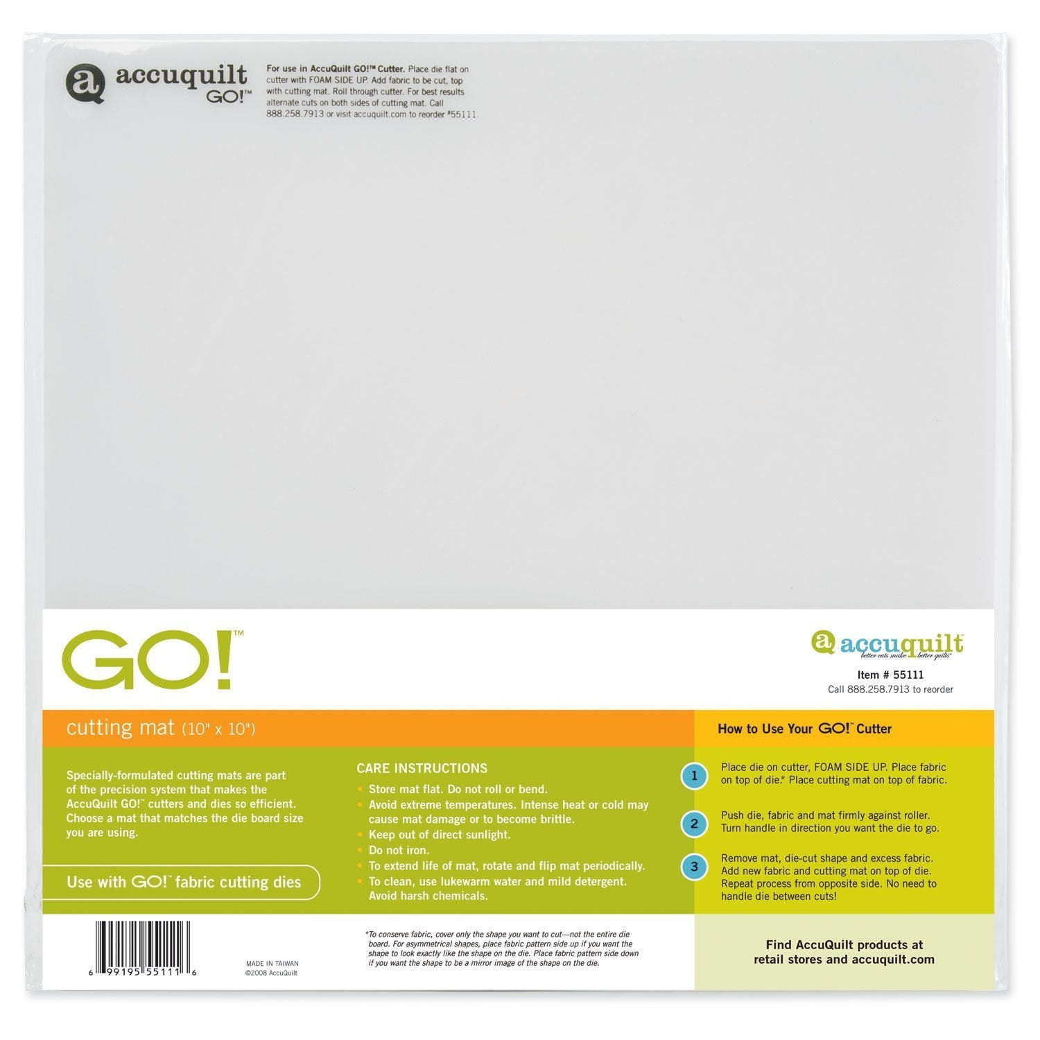 Accuquilt GO! Cutting Mat 10" x 10" 2 Pack for Fabric Cutting - Walmart.com