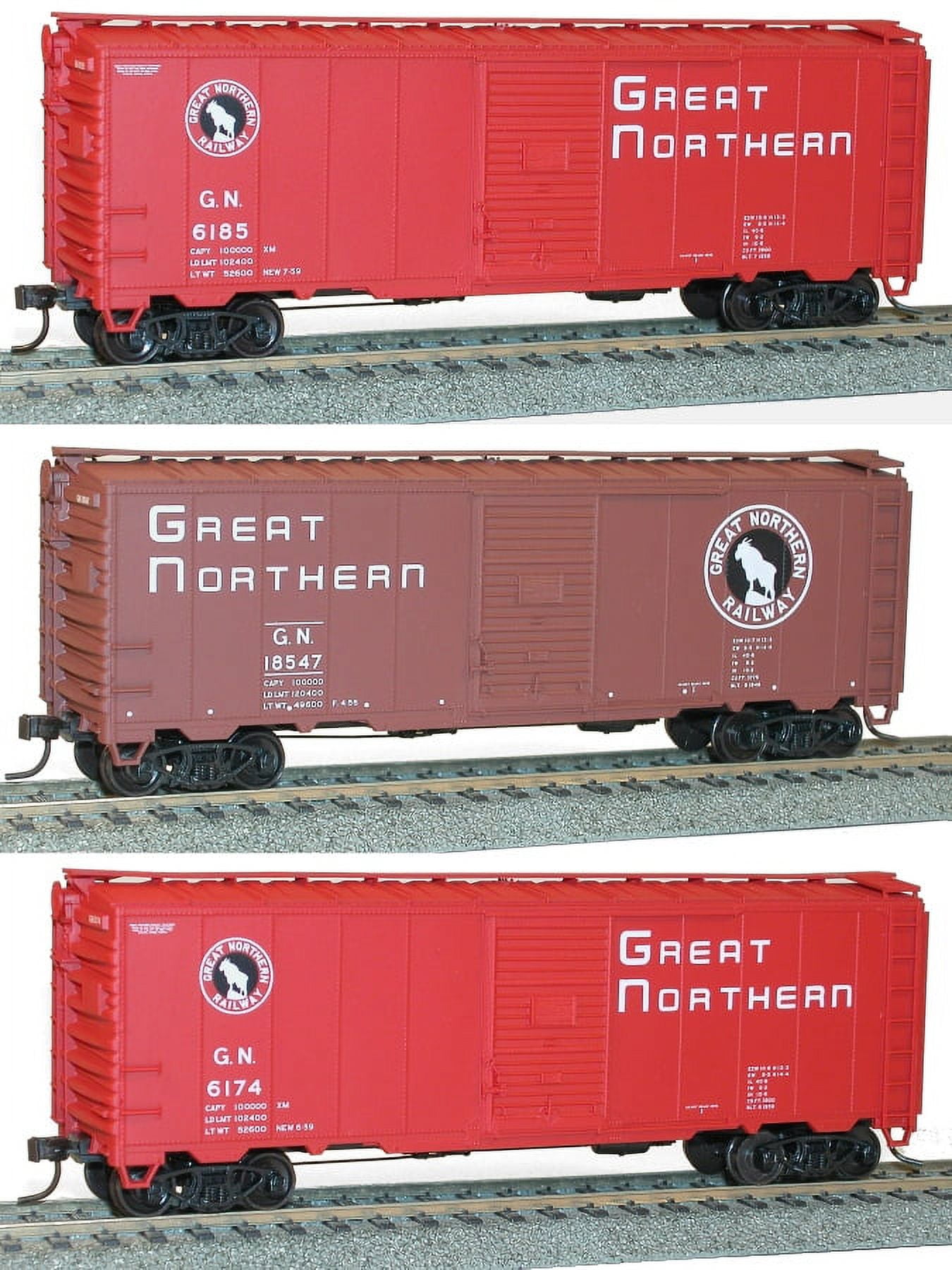 Accurail 8072 HO Great Northern 40' Plug-Door Steel Boxcar 3 Car Set ...