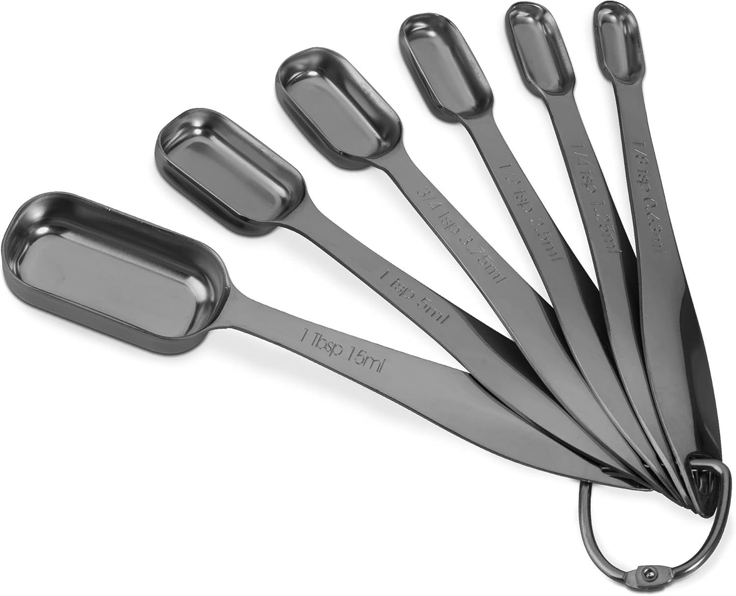 Accurate 18/8 Stainless Measuring Spoons, Handle Set of 6 Measuring ...