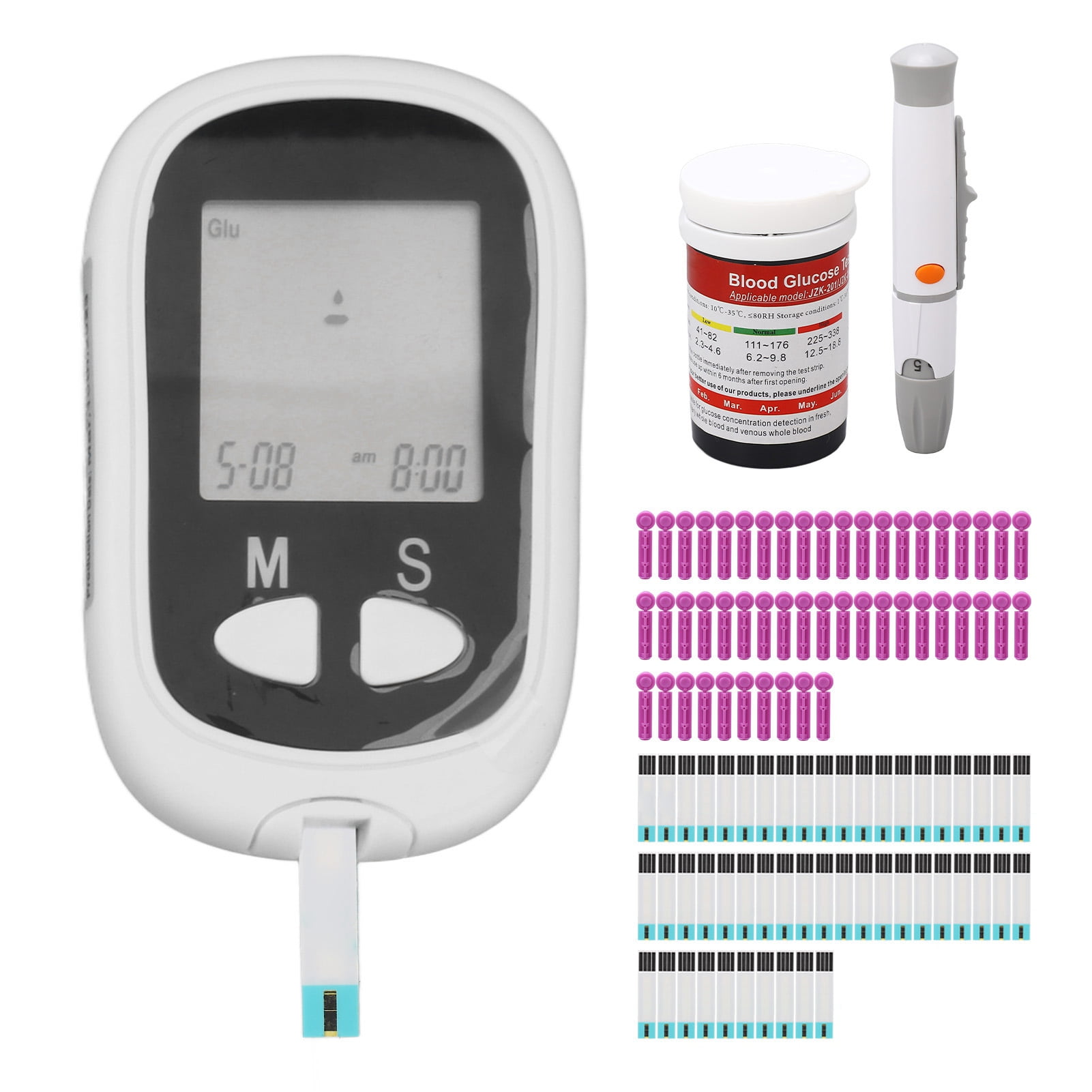 Accurate Blood Glucose Meter Kit with 50Pcs Test Strips Lancets Lancing ...