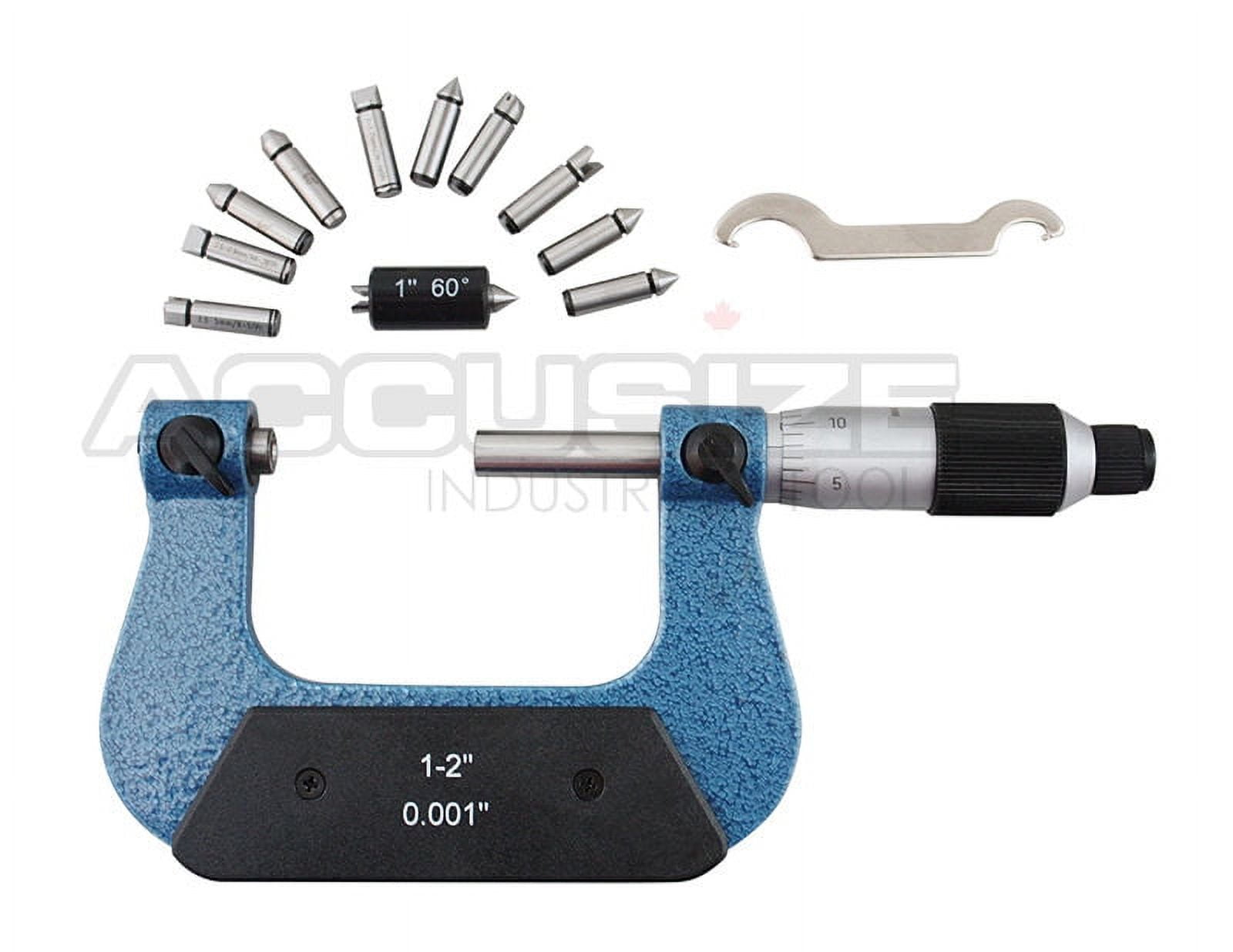 Accusize 1-2'' X 0.0001'' Screw Thread Micrometer with 5 Anvil in ...