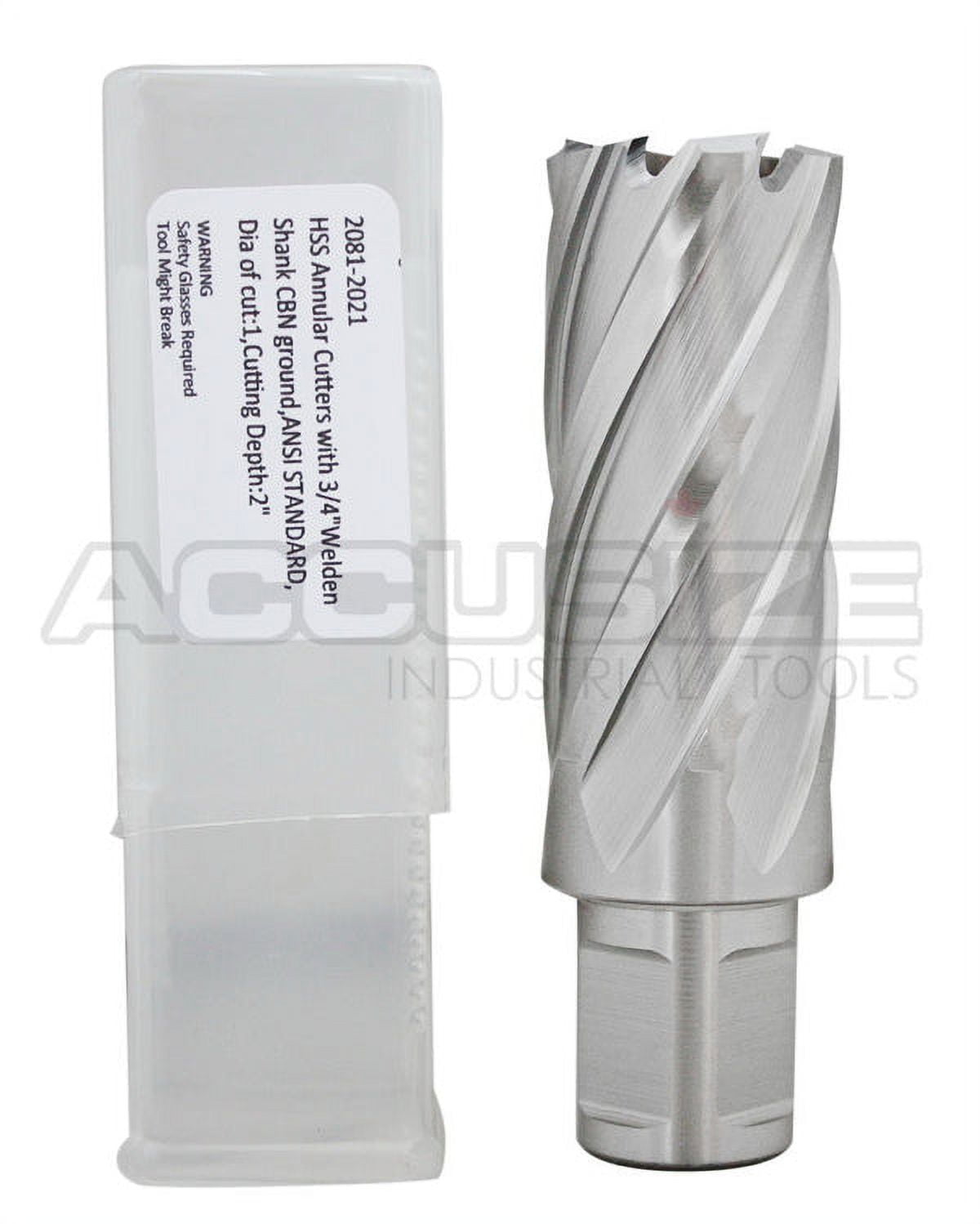 Accusize 1'' Cutting Dia, 3/4'' Weldon Shank, 2'' Cutting Depth H.S.S ...