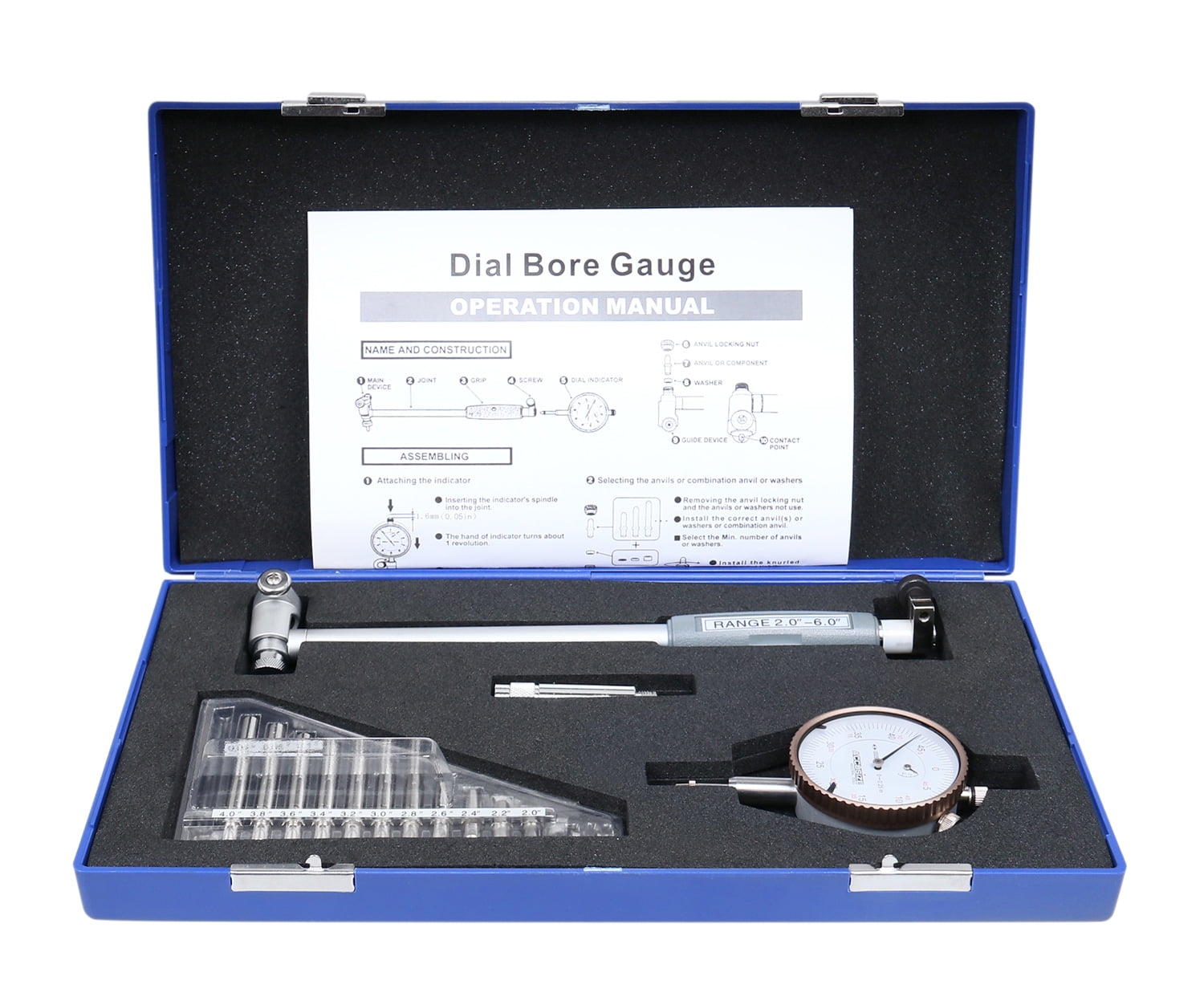Accusize 2-6'' by 0.0005'' Dial Bore Gage, Stem Length 6'', Ee20-5006 ...