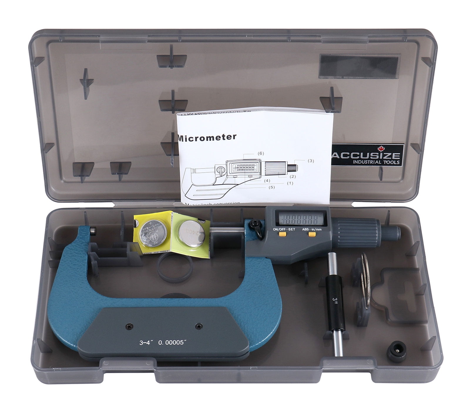 Accusize 3-4''/75-100 mm by 0.00005''/0.001 mm 2 Key Electronic Digital ...