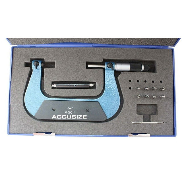 Accusize 3-4'' X 0.001'' Screw Thread Micrometer with 5 Anvil in Fitted ...