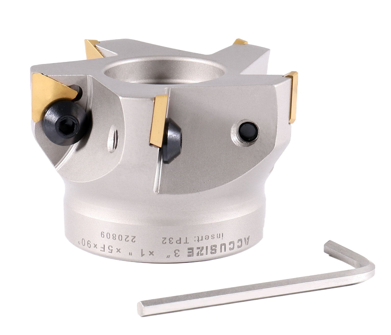 Accusize 3'' Indexable Face Cutter, 90 Deg, 5 TPG322 Inserts, 3508-0018 ...