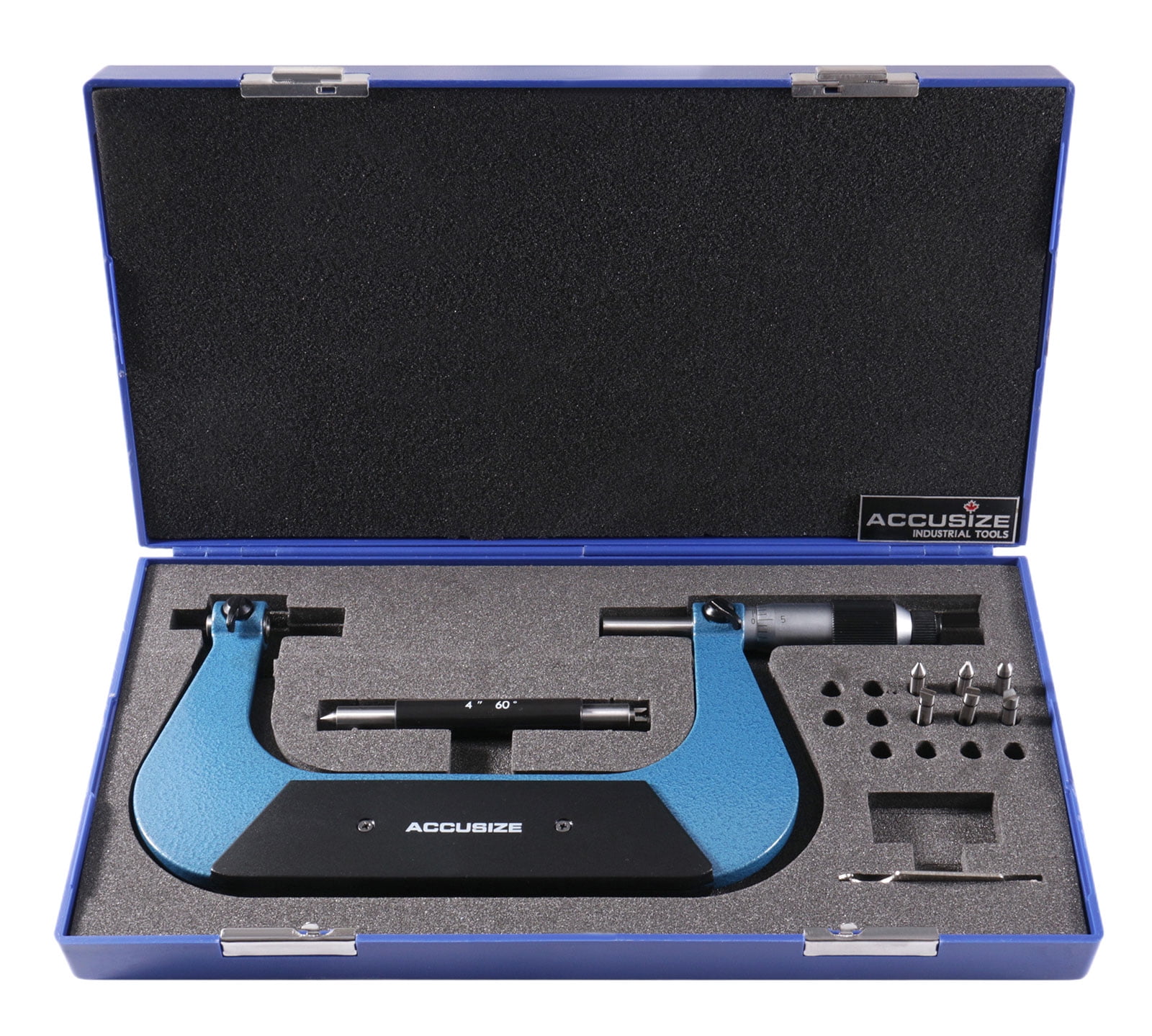 Accusize 4-5'' X 0.001'' Screw Thread Micrometer with 5 Anvil in Fitted ...