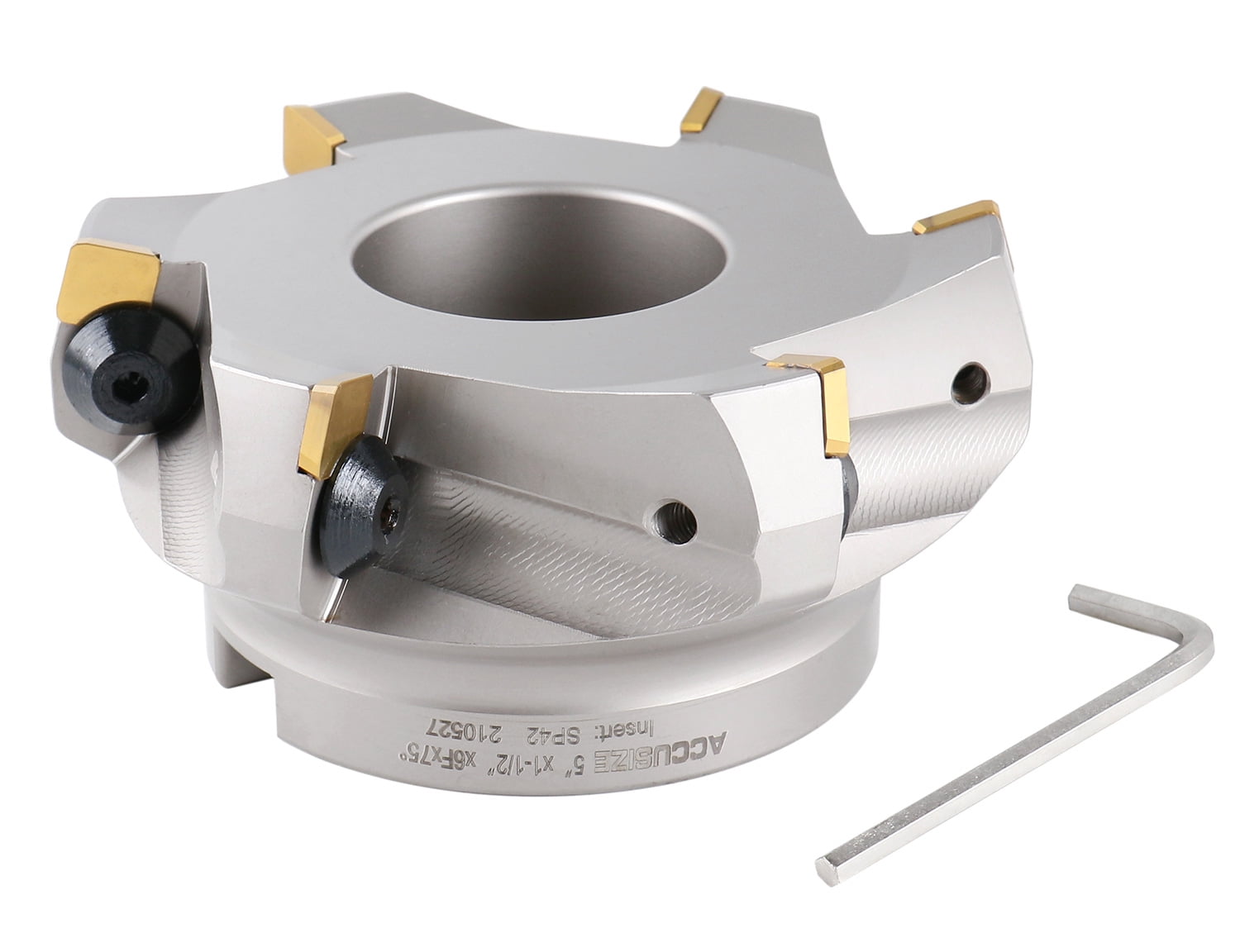 Accusize 5'' Dia Indexable Shell Mill Cutter, 75 Degree Positive Rake ...