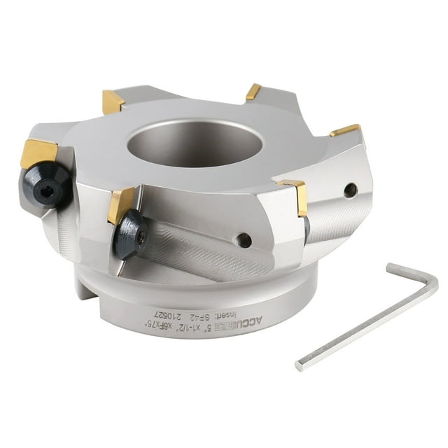 Accusize 5'' Dia Indexable Shell Mill Cutter, 75 Degree Positive Rake ...
