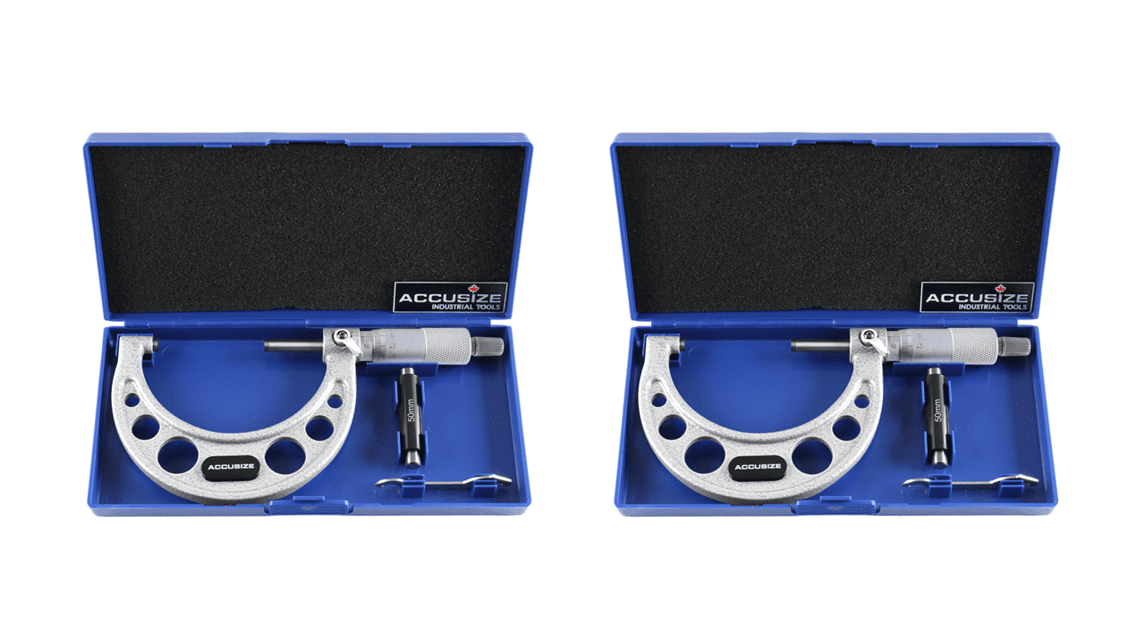 Accusize 50-75mmx0.01mm Ultra-Precision Outside Micrometer, 2 pcs/set ...