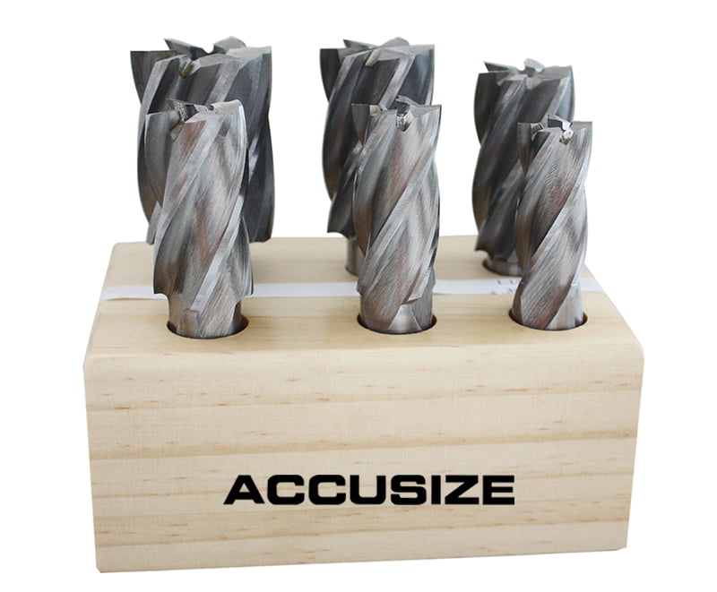 Accusize 6 Pc Multi Flute Bridgeport H.S.S. End Mills Set, 3/4'' Shank ...