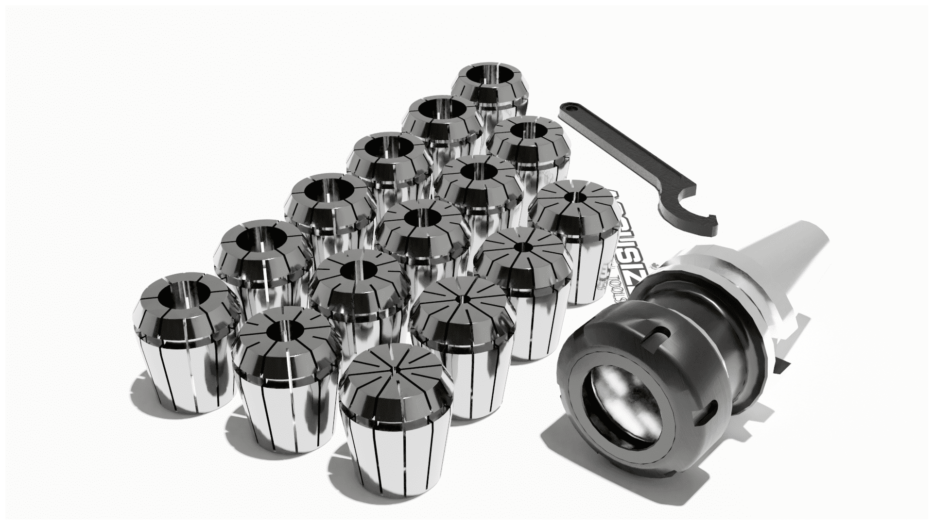 Accusize BT40 Shank + 15 Pcs ER40 Collet Set + Wrench in Fitted Strong ...