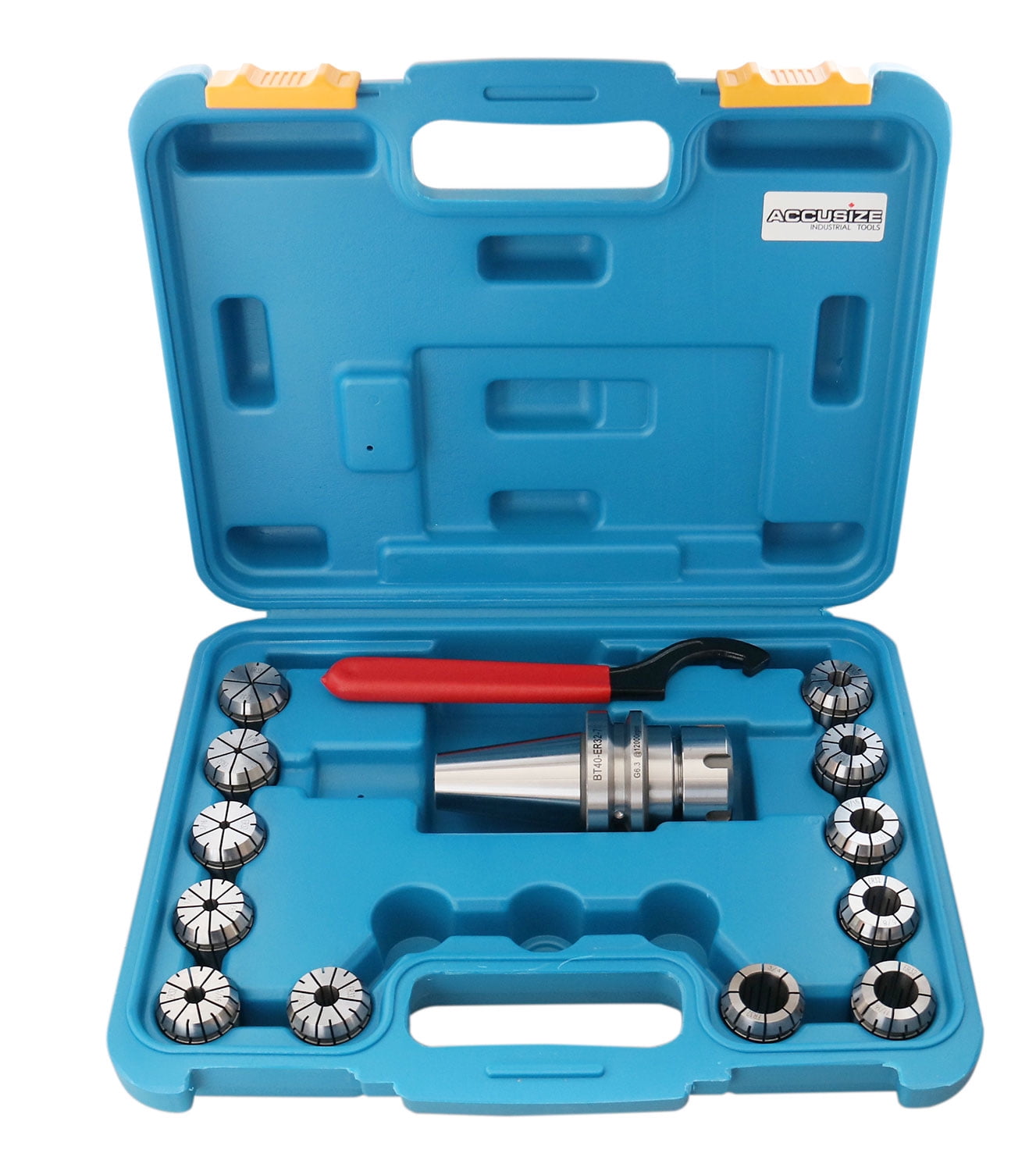 Accusize Bt40 Shank and 12 pcs of Er32 Collet Set with Wrench in Fitted ...