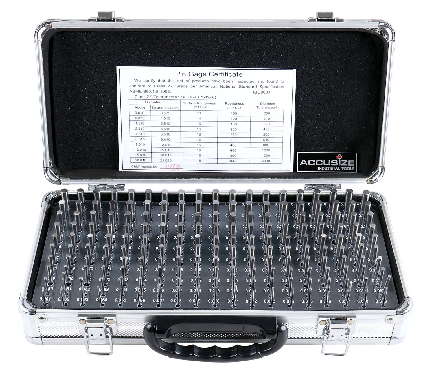 Accusize Minus Class Zz Pin Gauge Set, 2 inch Overall Length, 0.061 to ...