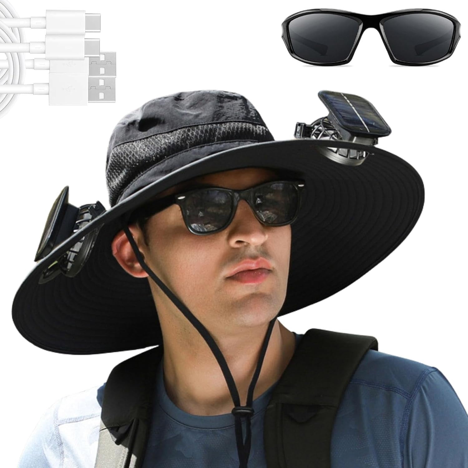 Accustomas Solar Hat, Hat with Fans Solar Power, Removable Solars ...