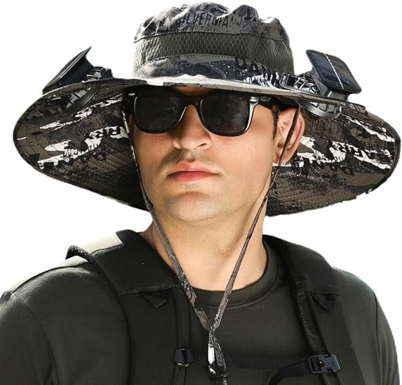 Accustomas Solar Hat,Wide Brim Solar Fan Hat, Hat with Fans Solar Power ...