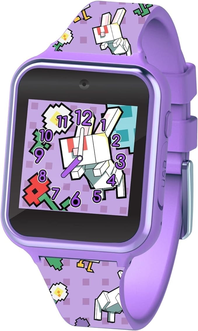 Accutime Minecraft Kids Purple Educational Learning Touchscreen Smart ...