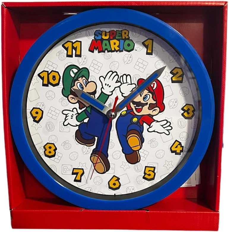 Accutime Super Mario Bros Kids Wall Clock - 12-inch Analog Clock for ...