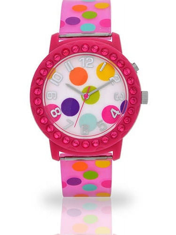 Accutime Tween Polka Dot Printed Face Watch with Silicone Strap ...