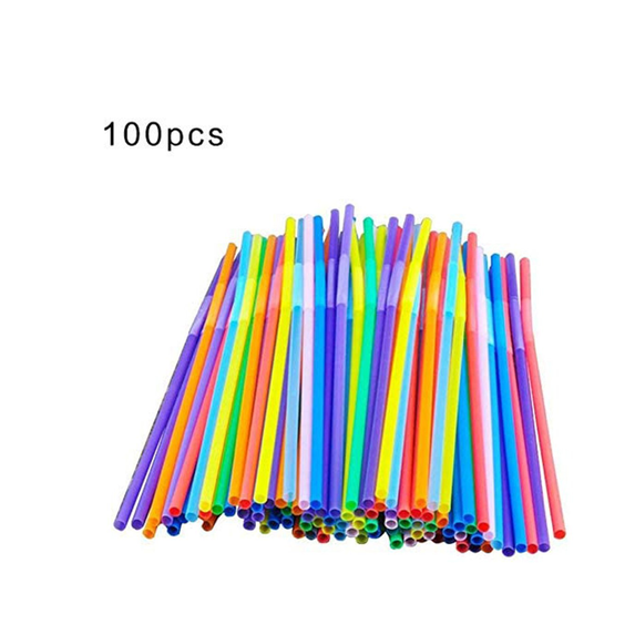 Acdanc 100Pcs Straws,Flexible Plastic Straws,Convenient Disposable ...