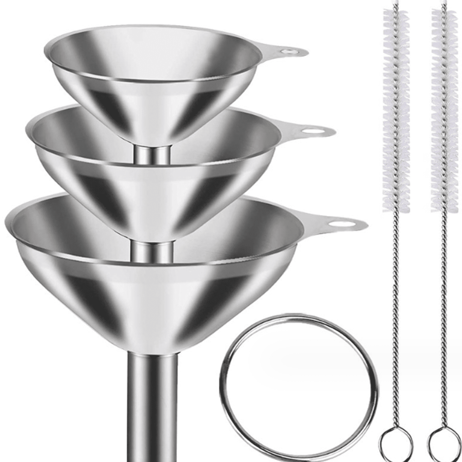Acdanc 5 Pieces Funnel Set with Cleaning Brushes,Versatile Funnels for ...