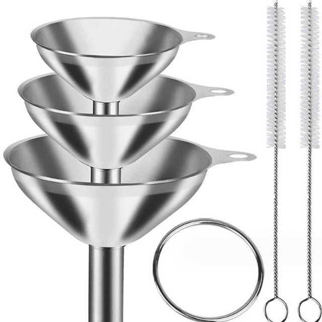 Acdanc 5 Pieces Funnel Set with Cleaning Brushes,Versatile Funnels for Kitchen Use Filling ...