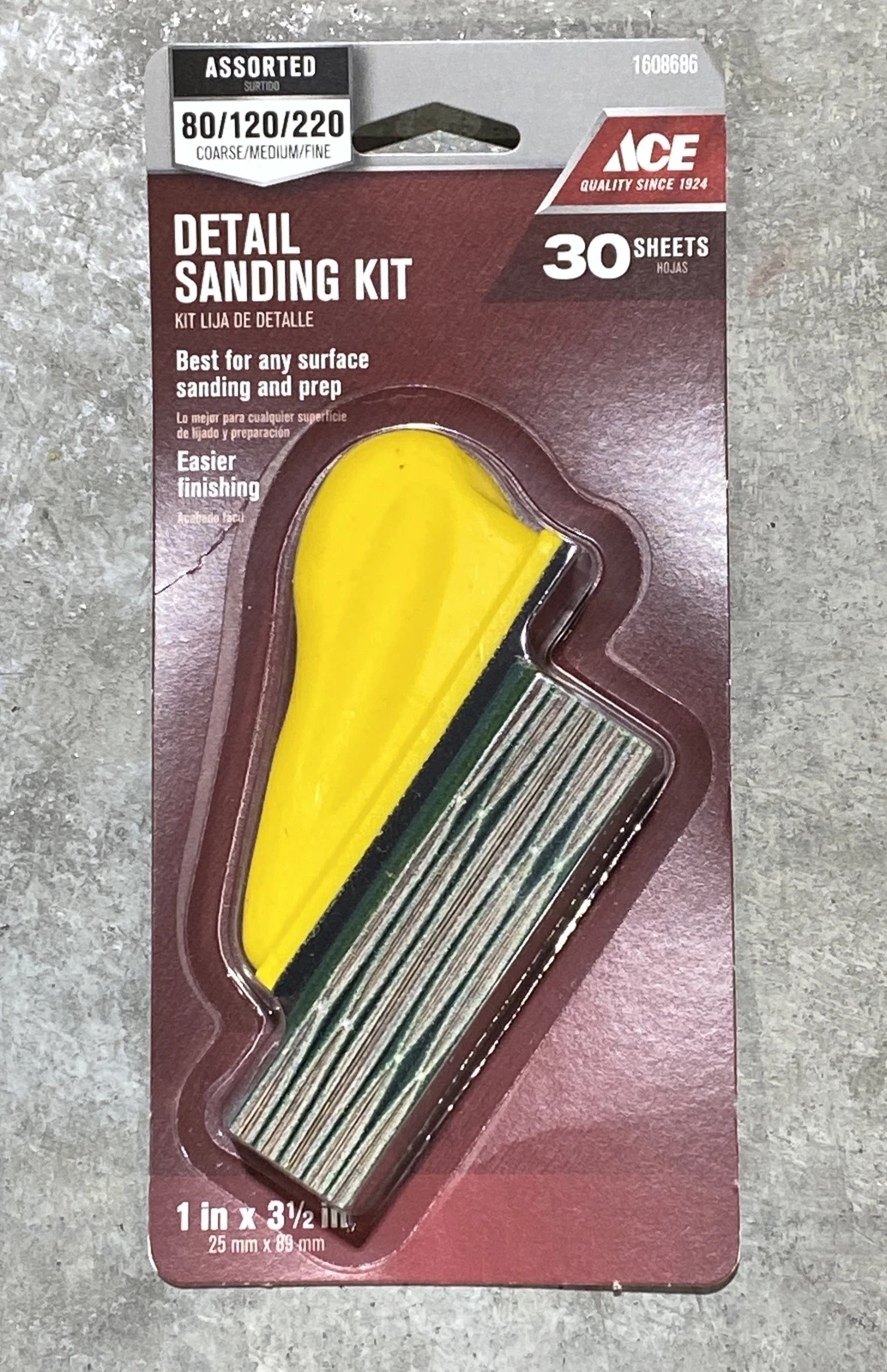Ace 1608686 Detail Sanding Kit Assorted Grit - 80/120/220 (30 Sheets ...