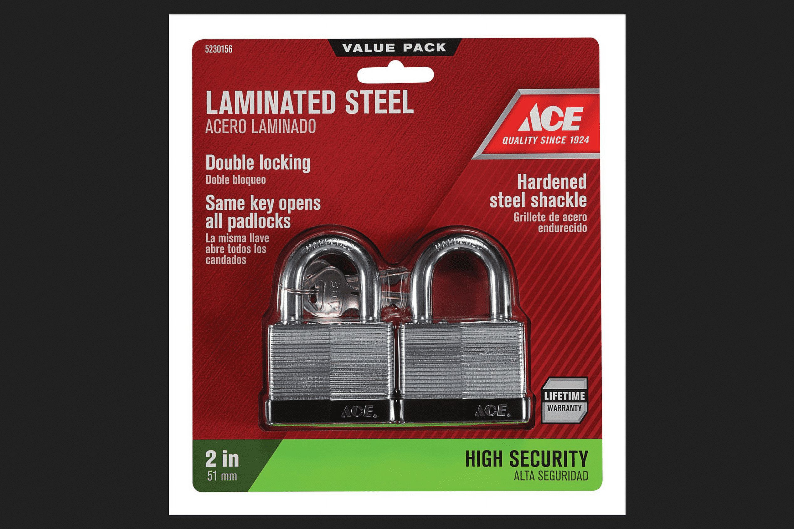 Ace 1-1/2 in. H X 2 in. W X 1-1/16 in. L Laminated Steel Double Locking ...
