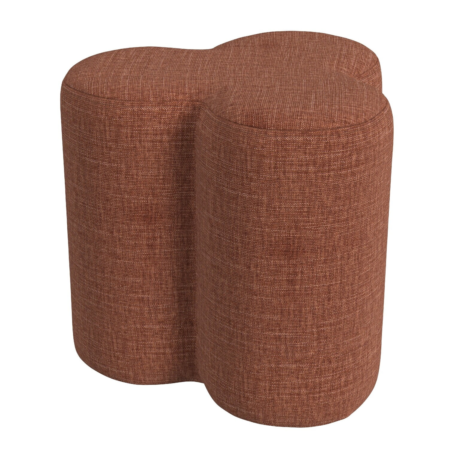 Benjara Ace Accent Ottoman with Clover Shape in Rust Orange Chenille ...