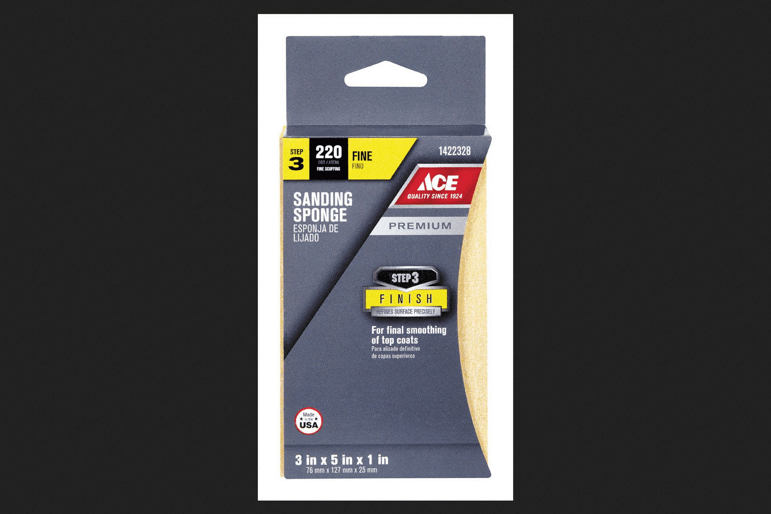 Ace Aluminum Oxide Sanding Sponge 3 in. W x 5 in. L Extra Fine 220 Grit ...