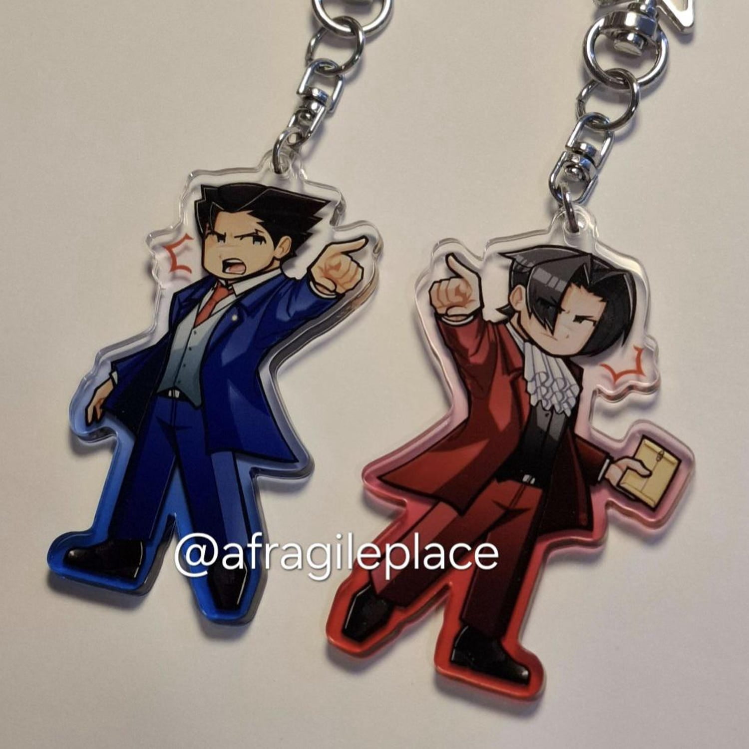Ace Attorney Keychains - Miles Edgeworth & Phoenix Wright (1 keychain ...
